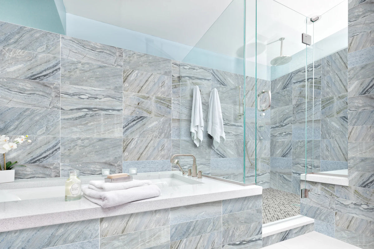 Polished Marble Tile 6x12 | Blue Valley — Tiles of Europe